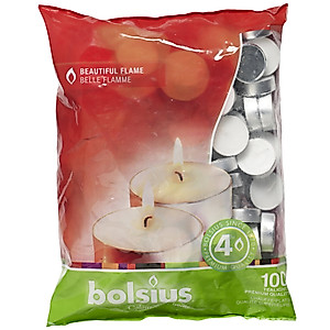 BOLSIUS Smokeless Tea Light Candles – 100 Count, Long-Lasting Tealight Candles Unscented with Cotton Wicks & 4 Hour Burn – Wax Tea Lights Candles in Bulk for Parties, Weddings, Home Decor, & More