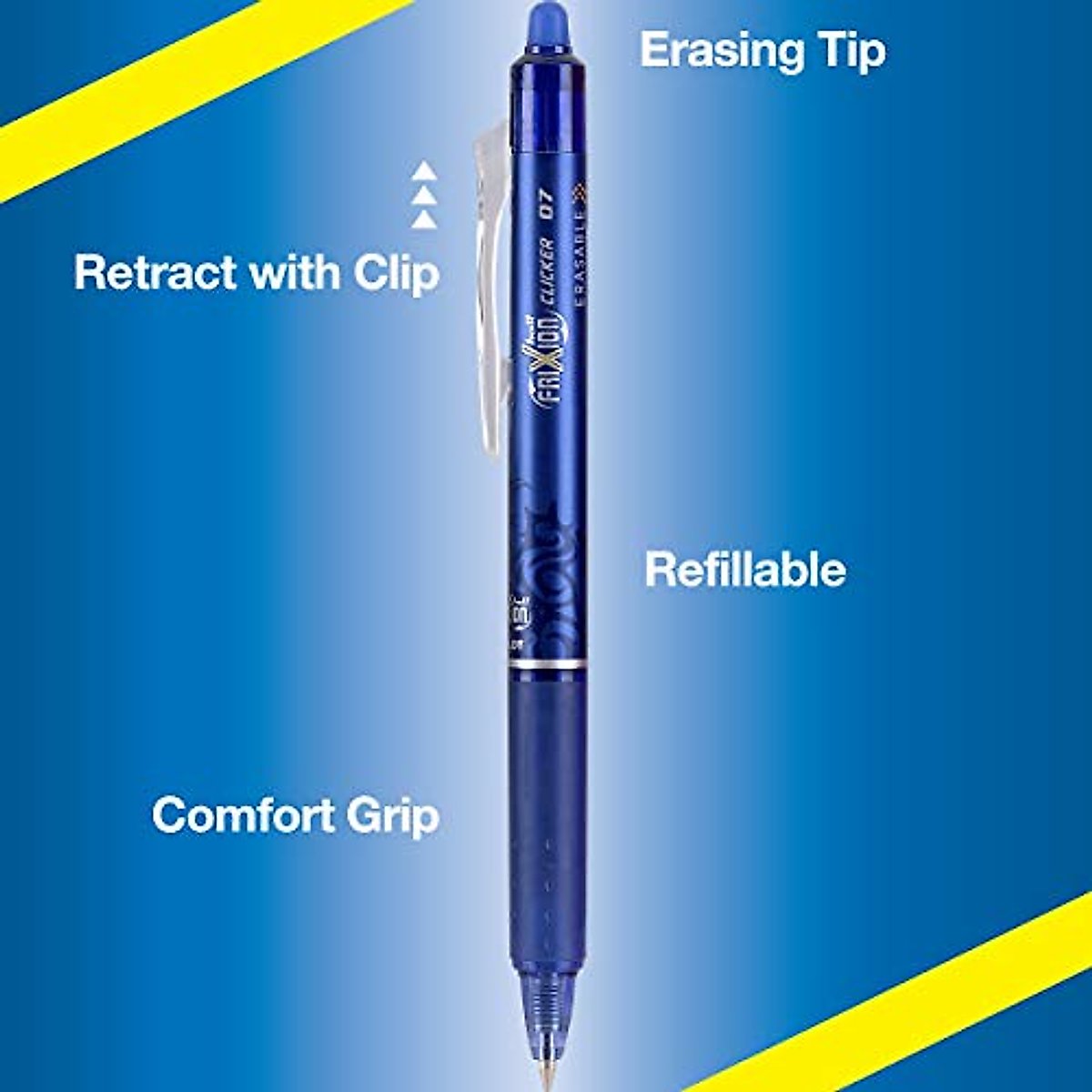 PILOT FriXion Clicker Erasable, Refillable & Retractable Gel Ink Pens, Fine Point, Assorted Color Inks, 7 Count (Pack of 1) (31472)