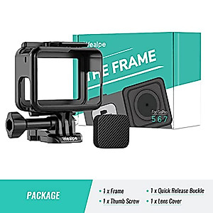 Wealpe Frame Mount Case Housing Compatible with GoPro Hero 5, Hero 6, Hero 7 Black/Silver/White, Hero (2018) Cameras with Lens Cap