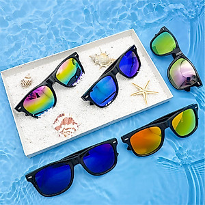 Pibupibu 20 Pack Neon Party Sunglasses Bulk, Whalesale Cheap Sunglasses for Kids Adult, Mirror Len Retro Party Favors Glasses