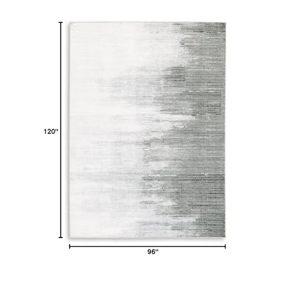Signature Design by Ashley Milset Contemporary Indoor Washable Ombre Pattern 8 x 10 Rug with Non Slip Backing, White & Black