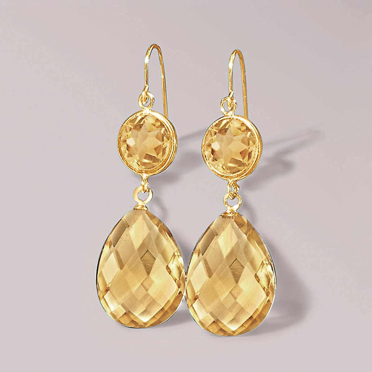 Ross-Simons 19.00 ct. t.w. Citrine Drop Earrings in 14kt Yellow Gold