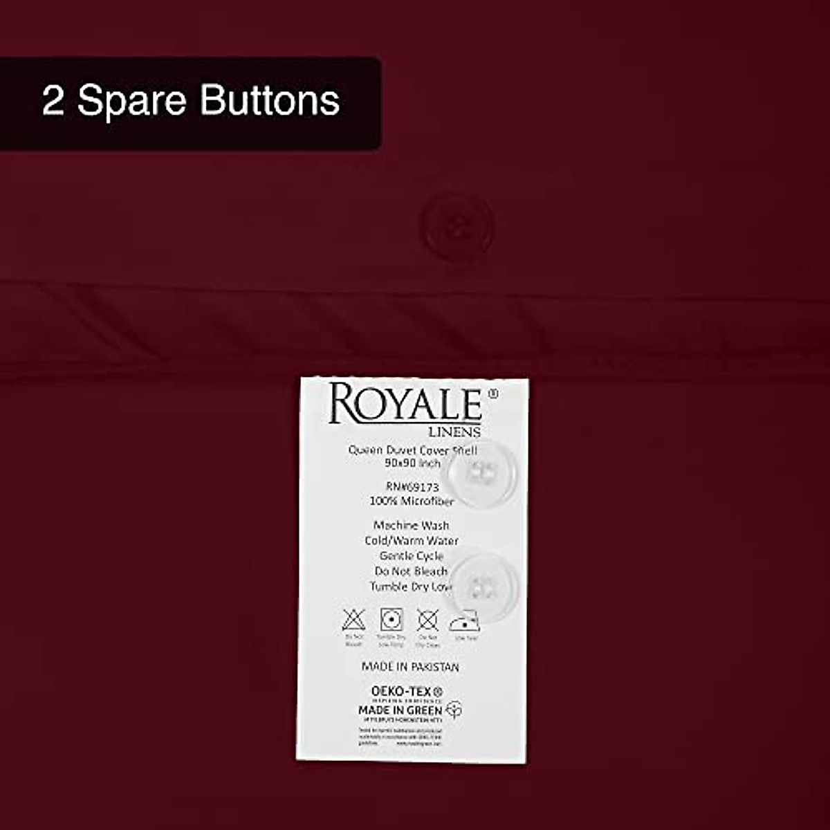 ROYALE Burgundy Duvet Cover Queen Size - Washed Duvet Cover Set, 3 Piece Double Brushed Duvet Covers with Button Closure & Corner Ties - 1 Duvet Cover 90x90 inches and 2 Pillow Shams - Comforter Cover