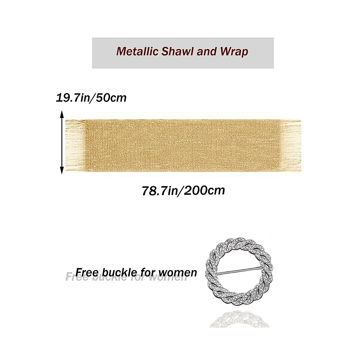 Aukmla Shawls and Wraps for Evening Dresses Party Scarf with Crystal Buckle Weddings Accessories for Bride and Bridesmaids (Gold)