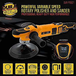 Dura-Gold Professional 7" Rotary Polisher Buffer Sander with Buffing & Polishing 8 Pad Kit, LED Variable Speed RPM Control, Heavy-Duty High-Performance, Powerful 1200 Watts - Car Auto Paint Detailing