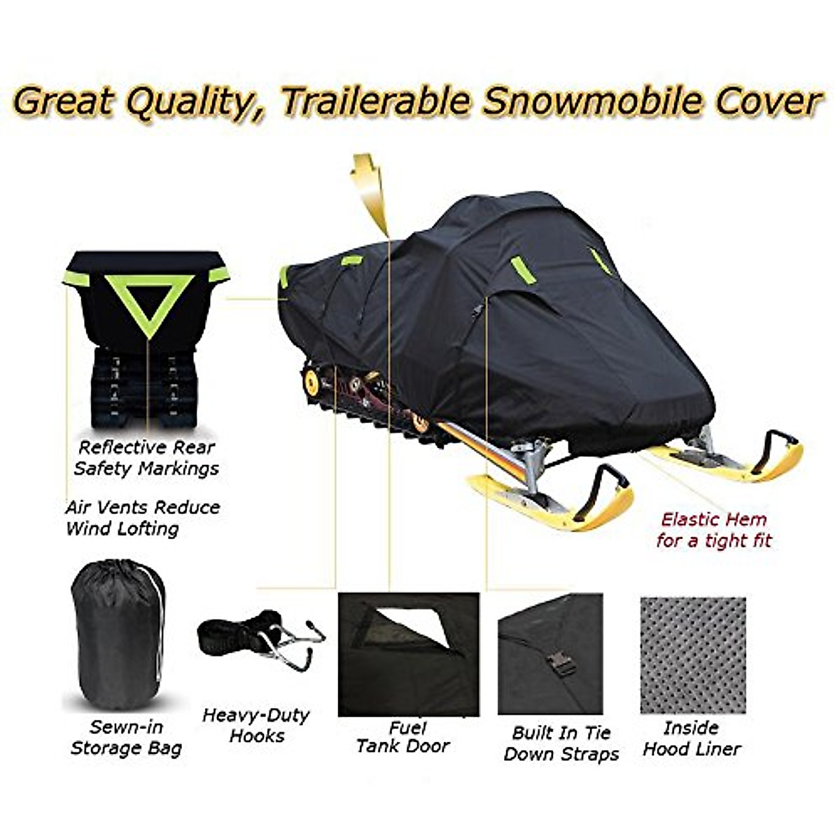 Trailerable Snowmobile Snow Machine Sled Cover Compatible for Ski Doo Bombardier Freeride 850 E-TEC 154 for Model Years 2018-2023. 600 Denier Gear