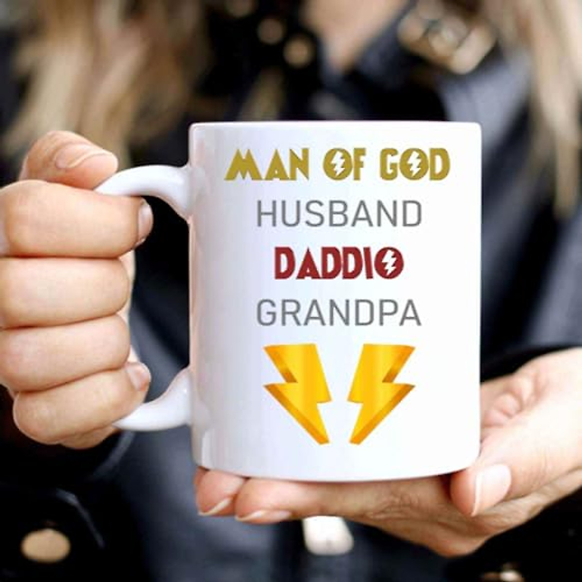 Christian Believers Gift, Ideal Gift for a Grandfather - Man Of God Prayers, Navy Multicolor Unisex Sweat 11 Oz White Ceramic Coffee Mug