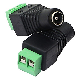 zdyCGTime DC 5.5 X 2.1mm Adapter 2.1 X5.5mm Female Barrel Power Jack to 2 Pin/Way Female Bolt Screw Type terminals Adapter Connector for CCTV Security Camera, LED Strip Light (20pack Female)