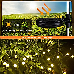 4-Pack Solar Garden Lights, Upgraded 32 LED Firefly Solar Lights for Outside, Sway by Wind, Waterproof Solar Powered Outdoor Lights for Yard Garden Decor Pathway Patio Xmas Decorations (Warm White)