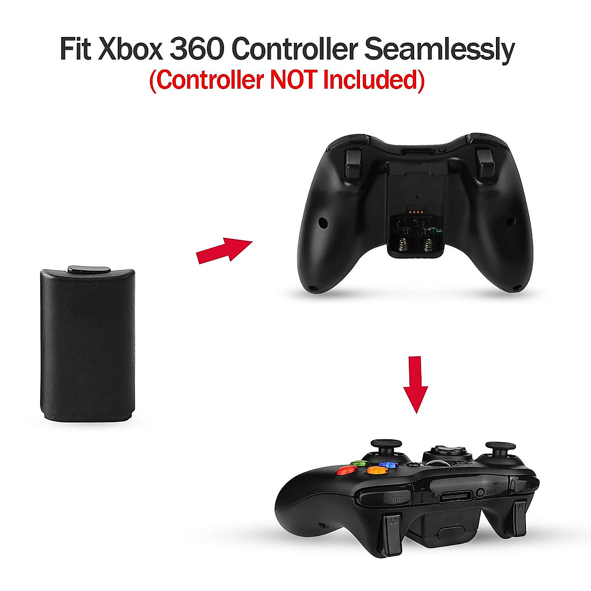 Much 10 Pack Black Battery Cover Shell Cases Kit Compatible with Microsof Xbox 360 Wireless Controller