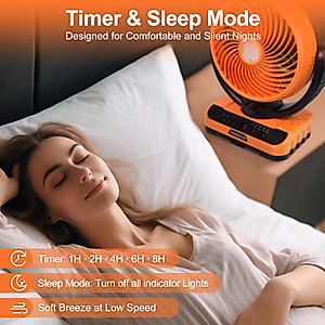 40000mAh Rechargeable Camping Fan with Remote,Battery Operated Table Fan with LED Lantern,Auto Oscillating,Timer,Hanging Hook,Portable Tent Fan for Camping,Home,Jobsite,Travel,Hurricane,Power Outag