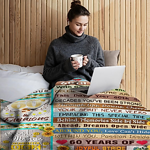 Amxieui 60th Birthday Gifts for Women, 60 Year Old Blanket Gifts Ideas, Funny Womens 60th Birthday Decorations Gifts, Happy 60th Birthday Gift for Mom,Sister, Wife