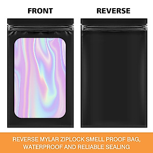 100 Pieces Smell Proof Mylar Bags, 3.5×4.7 inch Resealable Mylar Food Storage Bags with Clear Window for Party Favours Food Self Sealing Storage Supplies Jewelry Electronics