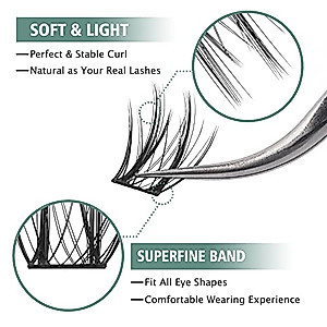 EASITENSION Lash Clusters DIY Eyelash Extension,80 Clusters Lashes 10mm 12mm 14mm 16mm Mix 3D Effect Eyelash,Easy to Apply at Home 14MM CROSS