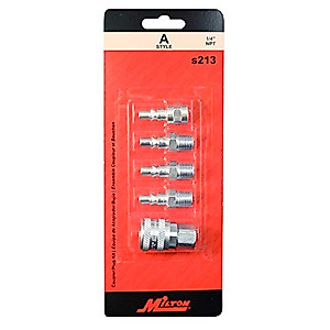 Milton S-213 1/4" NPT A Style Coupler and Plug Kit - 5 Piece