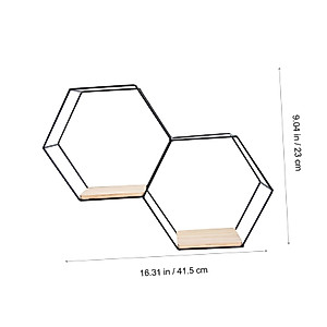 Garneck Wall Shelf Norse Decor Decorative Floating Shelf Modern Geometric Shelves Hexagon Floating Shelves Metal Corner Shelves Wall-Mounted Hexagon Floating Shelf Organizer Iron Small