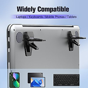 PONICOR Zinc Alloy Computer Keyboard Stand for Desk, Foldable Keyboard Riser with 2 Angle Adjustable, Self-Adhesive Invisible Laptop Stand for Desk, Mini Portable Keyboard Lift (2pcs, Black)