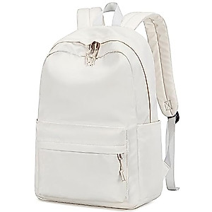 School Backpack for Teen Girls Women Laptop Backpack College Bookbags Middle School Travel Work Commuter Back Pack(Solid Beige)