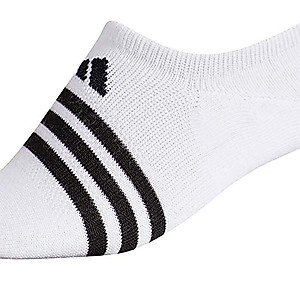adidas womens Superlite Super No Show Socks (6-Pair), White/Cool Light Heather/Black, Medium