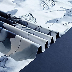 Mildly 100% Long Staple Cotton Duvet Cover Set Dark Blue Ginkgo Leaf Watercolor Comforter Cover Set