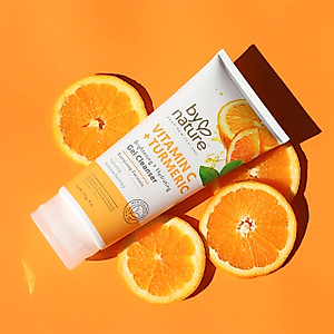 By Nature Brightening Gel Cleanser Facewash Infused with Vitamin C + Turmeric Extract - Gentle & Hydrating Cleanser Face Wash to Replenish Skin + Wash Away Dirt, Makeup & Impurities