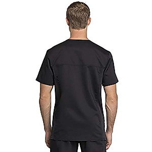 Cherokee Men's Tuckable V-Neck Scrub Top with Trio Blend Stretchable Fabric WW755AB, M, Black