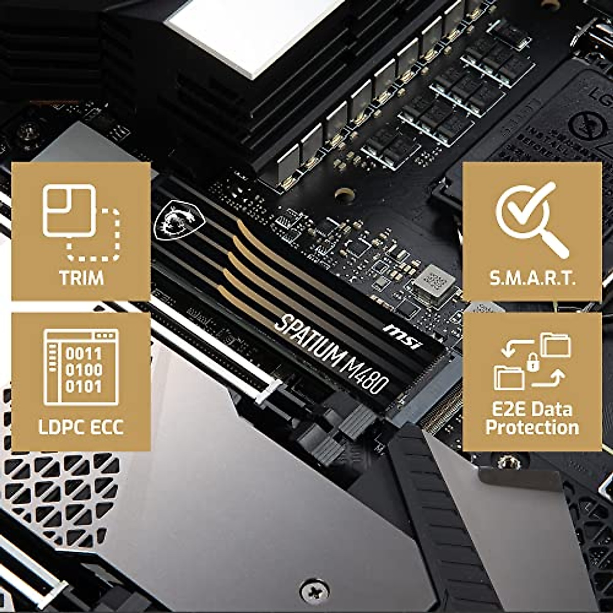 MSI SPATIUM M480 PCIe 4.0 NVMe M.2 1TB Internal SSD PCIe Gen4 NVMe 1.4 3D NAND 1400 TBW (SPATIUM M480 PCIe 4.0 NVMe M.2 1TB)
