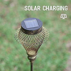 2 Pack Outdoor Solar Lights Pathway Garden Decor Light with Retro Metal Decorative Waterproof Solar-Powered for Pool Party Porch Yard Patio Pond Wedding(pattern1)