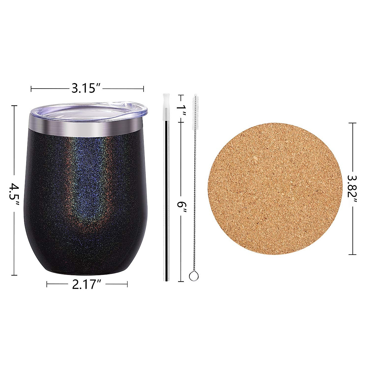 Sometimes You Forget That You are Awesome-Birthday Leaving Graduation Christmas Thank You Gifts for Women Friends Coworkers BFF Stainless Steel Wine Tumbler with Straw and Lid 12Ounce Glitter charcoal