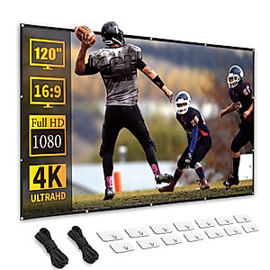 Portable Projector Screen, 120 inch, 16:9, Outdoor Projector Screen, Front and Rear Projection Screen, Foldable, Ironable and Washable, Idea for Home Cinema, Business, Backyard Party, Game.