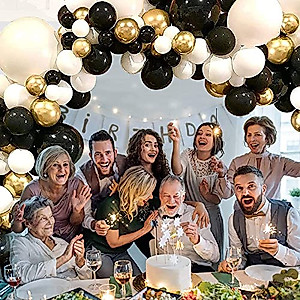 VIVID TREE Black and White Gold Balloons Arch Garland Kit,Party Birthday Balloons Decoration Set for Bridal,Baby Shower, Wedding, Birthday, Graduation, Anniversary Party