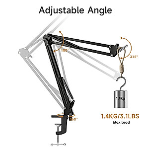For Elgato Wave 3 Boom Arm, Mic stand Compatible with Elgato Wave 3 Microphone, Mic Stand Desk for Elgato Wave 3 for Broadcasting Recording Game by WIBOND