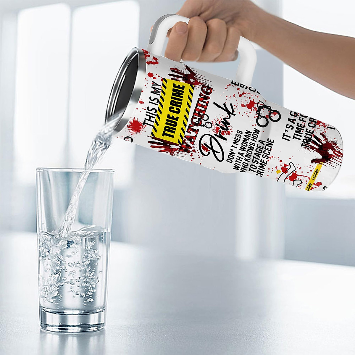 True Crime Gifts - This is My True Crime Watching Drink Tumbler 40 Oz, Crime Junkie Merch Gifts for True Crime Lovers Mug, Crime Scene/Detective Fans Gifts, Crime Show Lover Gifts Halloween Horror Cup