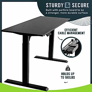 TechOrbits Electric Standing Desk Tabletop - 47 Inch Motorized Workstation Two Leg Frame Stand Up Desk with Memory Settings and Telescopic Sit-Stand Height Adjustment Black
