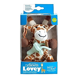 Dr. Brown's Lovey Pacifier and Teether Holder, 0 Months Plus, Giraffe with Green Pacifier