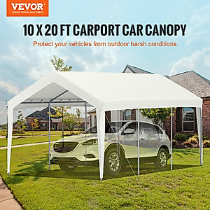 VEVOR 10 x 20 ft Carport Replacement Canopy Cover, Ripstop Triple-Layer PE Fabric Garage Top Tarp Shelter Cover, UV Resistant Waterproof Car Cover Tent for Party, Garden, Boat (Frame is not Included)