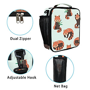 My Daily Red Panda Insulated Lunch Bag, Cute Cartoon Portable Lunch Box for Women Adults Reusable Cooler Tote with Shoulder Strap for Office