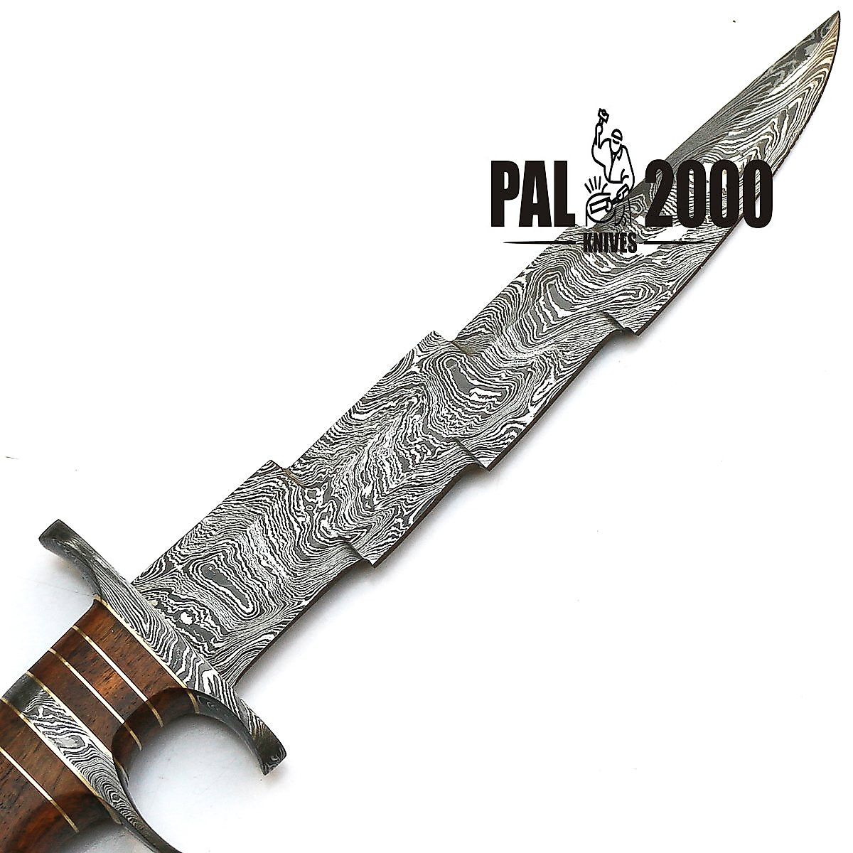 PAL 2000 KNIVES HUN-9157 Handmade Damascus Steel 15 Inches Knife With Sheath Twist Pattern
