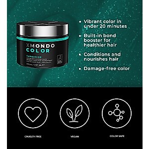 XMONDO Color Turquoise Depositing Mask & Semi-Permanent Turquoise Dye | Infused with Bond Booster Technology & Hyaluronic Acid for Nourishment, Revitalization & Repair, Vegan Formula, 8 Fl Oz 1-Pack
