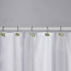 YoKii 12PCS Plant Leaves Decorative Shower Curtain Hooks for Green Tropical Botanical Plam Tree Leaf Shower Curtains Hooks Metal Rustproof Cute Eucalyptus Shower Curtain Rings Bathroom Decoration