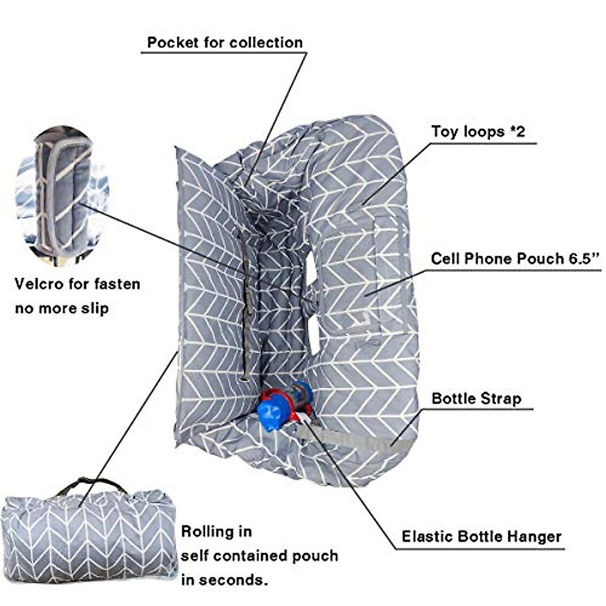 Shopping Cart Cover for Baby ICOPUCA Cotton High Chair Cover, Reversible, Machine Washable for Infant, Toddler, Boy or Girl Large (Grey Arrow Print)