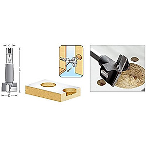 Amana Tool 203202 Carbide Tipped Hinge Boring Drill Bit 20mm Dia x 70mm Long x 10mm Shank Right Hand