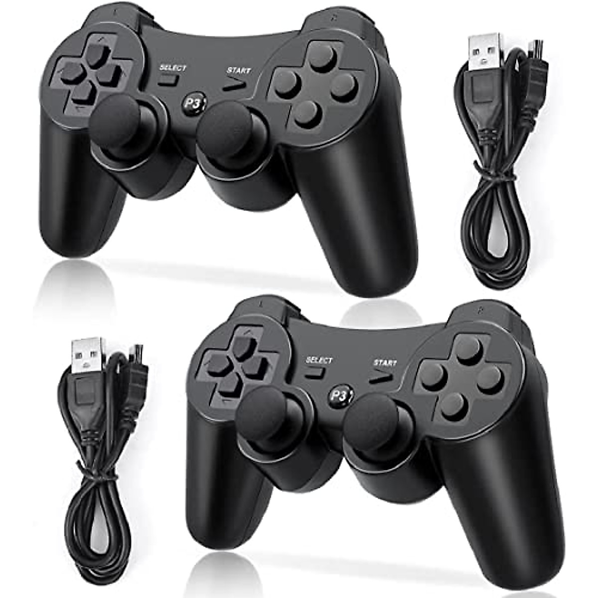 Lyyes Wireless Controller 2 Pack for PS-3,Double Shock,Rechargeable Analog Joystick,Remote for PS-3