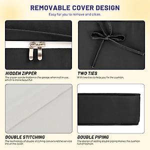 Sutteles Double Piping Bench Cushion,Resistant Bench Cushions for Outdoor Furniture,with Non-Slip Ties and Removable Cover,for Patio/Piano Bench Cushion (42x16x3, Black)