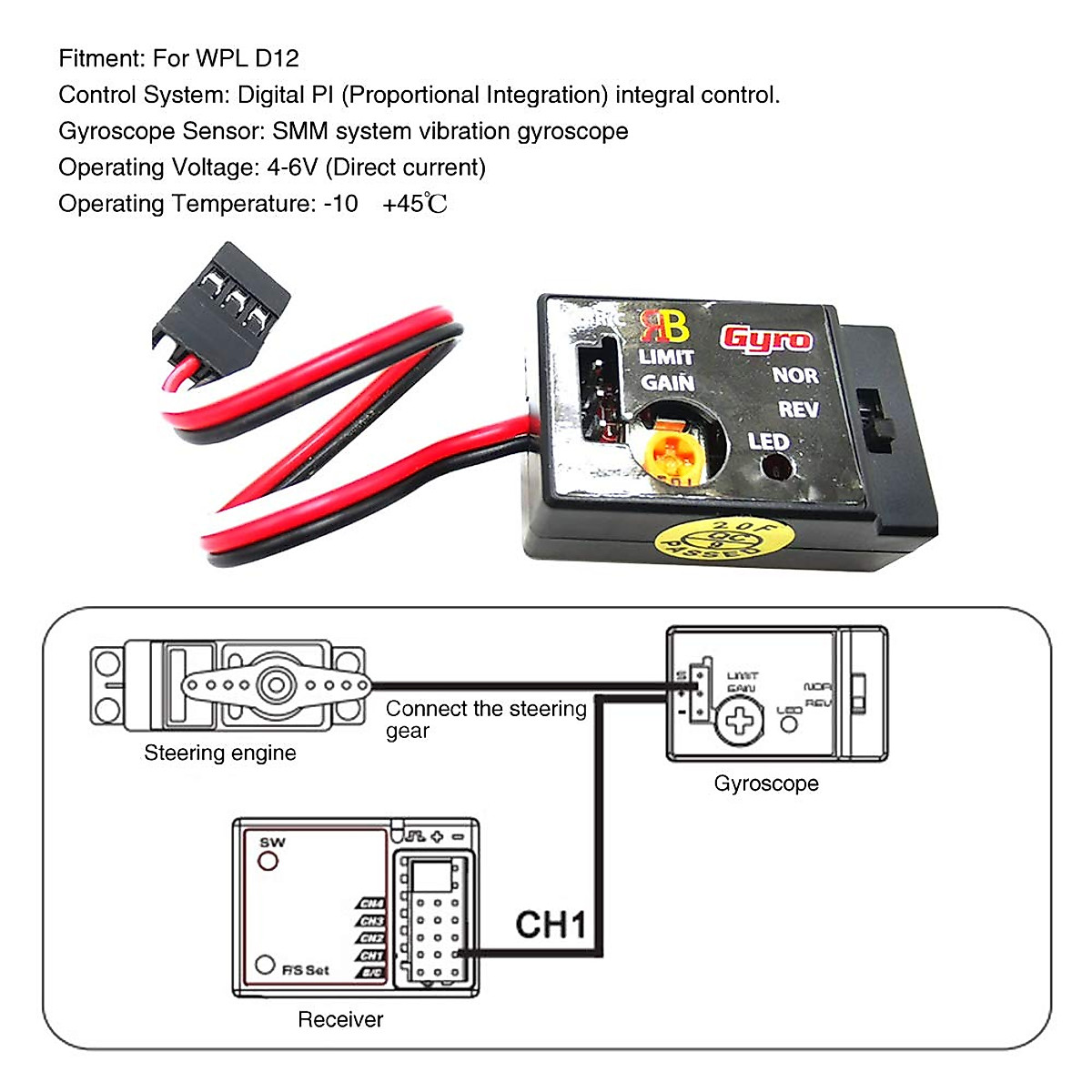 Mini Gyro Module for RC Cars Drift Drive, Automatic Stability Control Gyro | Sensitivity Adjustable, Easy to Operate, R484 Analog SMM System Mini RC Car Gyro Stabilizer 4-6V for WPL D12