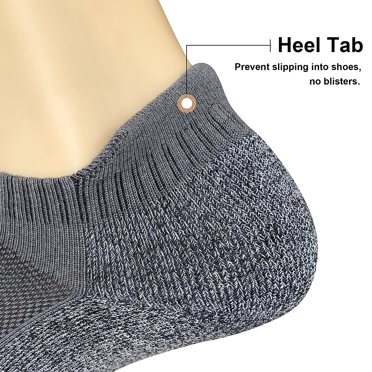 PHETAUM Women's Ankle Athletic Extra Cushion Running Socks, Size 6-9, Dark Gray, 6 Pairs