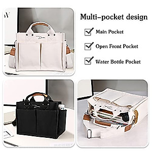 PORRASSO Women Shoulder Bag Casual Handbag Ladies Large Crossbody Bag Canvas Tote Bag for Travel Shopping Daily Use Black