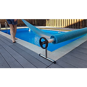 AURSK Solar Pool Cover for Above Ground and In Ground Swimming Pools, 16-mil 12ft x 24ft Rectangle Heavy-Duty Heat Retaining Pool Solar Blanket | Blue 1600 Series