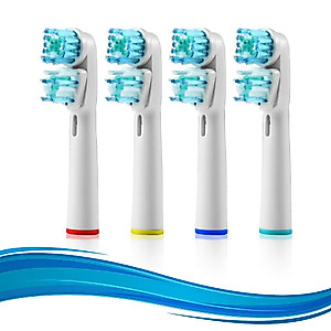 Replacement Brush Heads Compatible with Oral-B-Braun– Dual Clean - Pack of 4 Generic Electric Toothbrush Replacement Heads