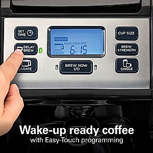 Hamilton Beach 49915 FlexBrew Trio 2-Way Coffee Maker, Compatible with K-Cup Pods or Grounds, Single Serve & Full 12c Pot, Black with Stainless Steel Accents, Fast Brewing